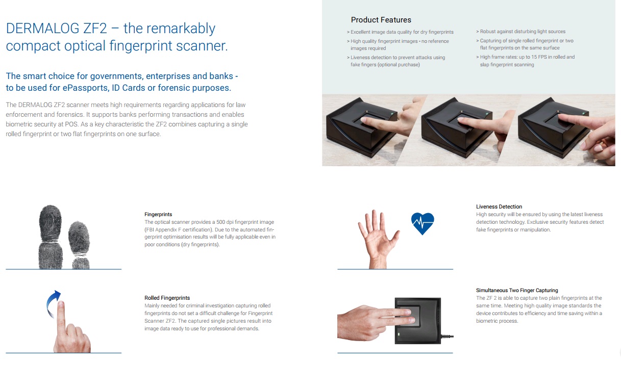 Máy đọc vân tay usb Dermalog Fingerprint Scanner ZF2